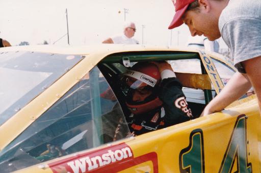 A J Foyt Strapping In John Vallo's Backup Car, Columbus Motor Speedway ...
