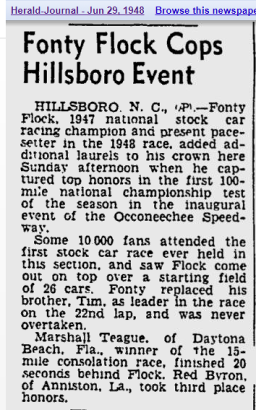 June 27, 1948 Fonty Flock - Gallery - TMC Chase | racersreunion.com