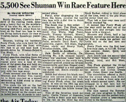 Peace Haven Speedway - Buddy Shuman 1950 - Gallery - Robert Mitchell ...
