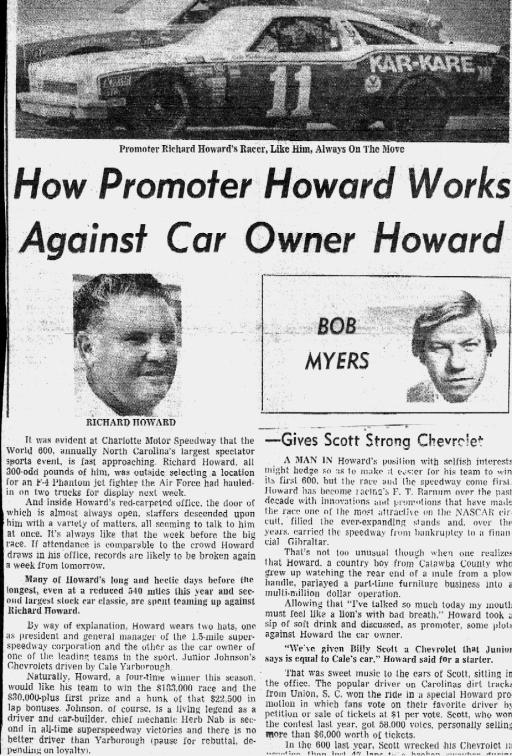 Richard Howard, Charlotte Motor Speedway President 1974 - Gallery ...