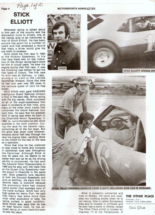Stick Elliott 1970's - Gallery - Billy & Barbara Scott | racersreunion.com