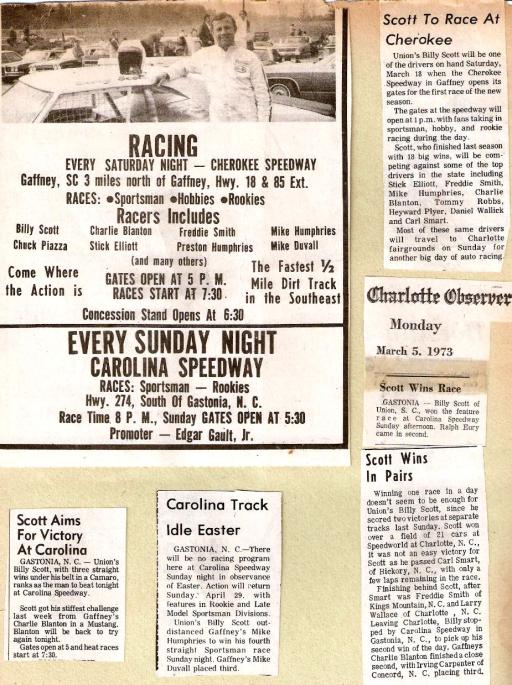 Billy Scott At Carolina Speedway '70's - Gallery - Billy & Barbara ...