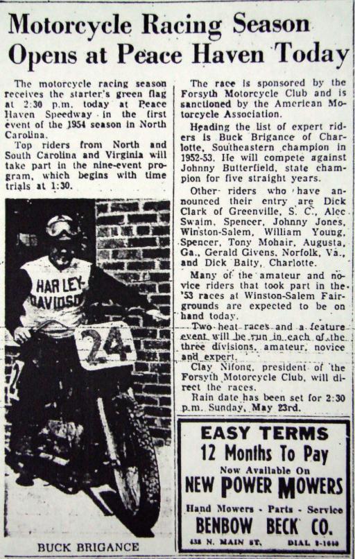 Peace Haven Speedway - Buck Brigance 1954 - Gallery - Robert Mitchell ...