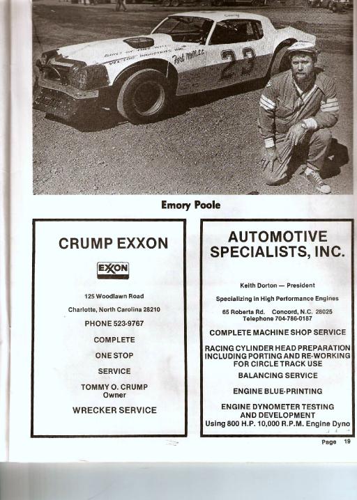 Metrolina Speedway's Emory Poole 1980s' - Gallery - Billy & Barbara ...