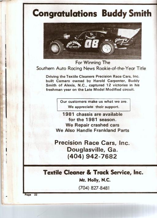 Congratulations To Buddy Smith Metrolina Speedway Driver 1980s ...