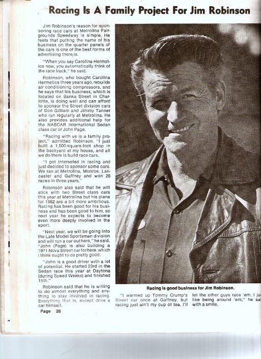 Jim Robinson Racing Family-Metrolina Speedway 1980s' - Gallery - Billy ...