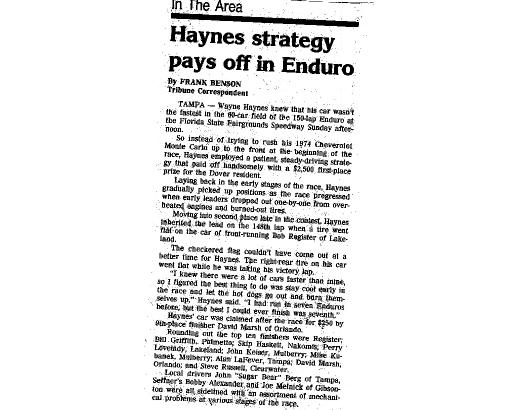 News Article First Big Win - Gallery - Wayne Haynes | racersreunion.com