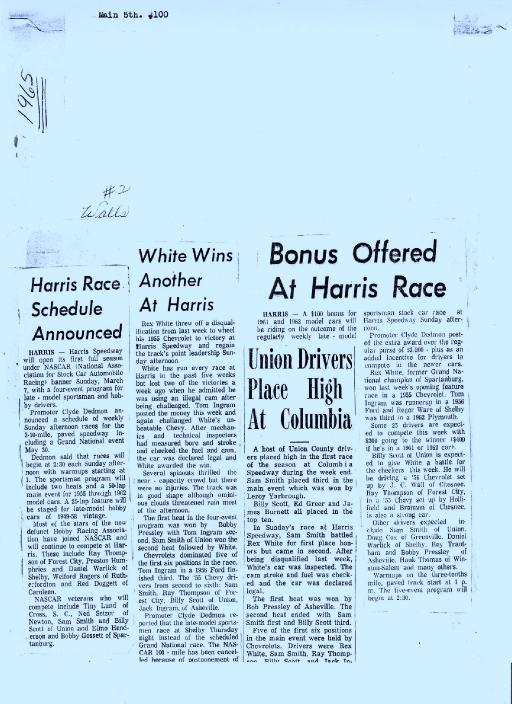 Oldies But Goodies # 7--Rex White Takes Likeing To Harris Speedway 1965 ...