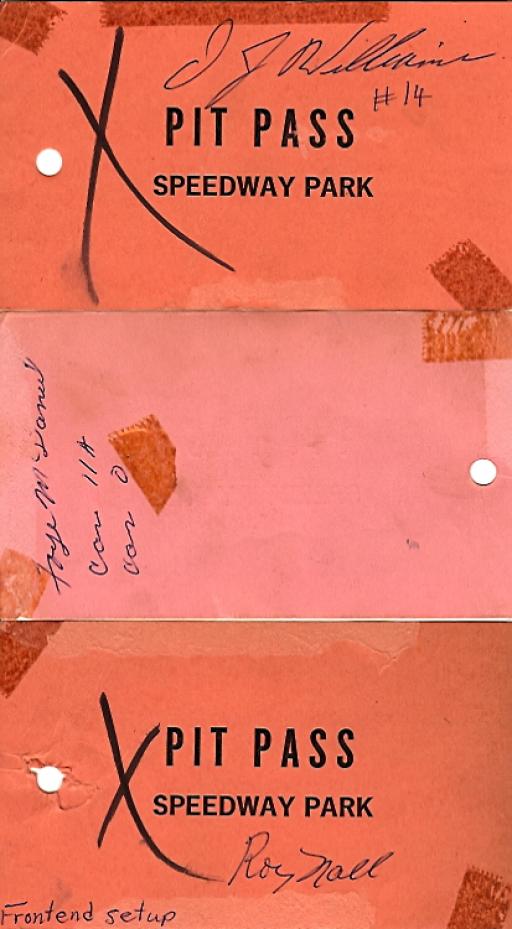 Speedway Park Pit Passes - Gallery - Harvey Tollison | racersreunion.com