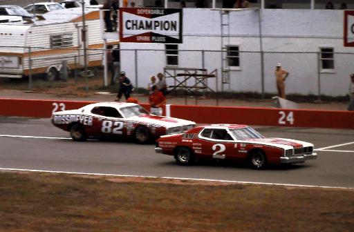 USAC #2 Tom Sneva #82 Ferrell Harris 1976 Norton Twin 200 @ Michigan ...