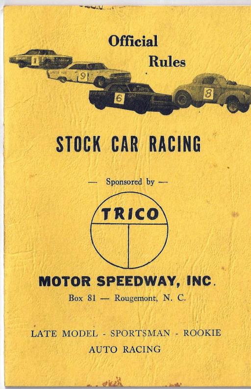 Trico Motor Speedway Rule Book, Late 1960's - Gallery - Jim Wilmore ...