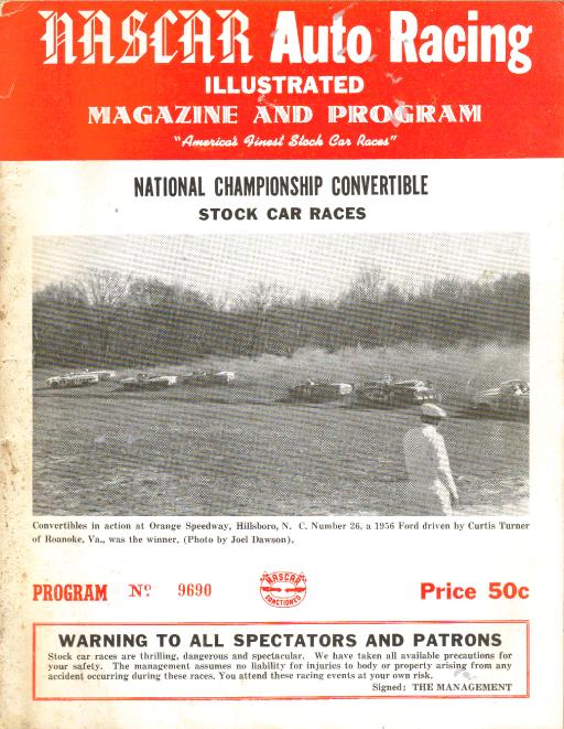 1956 Nascar Convertible Series Program For Greensboro, NC Fairgrounds ...