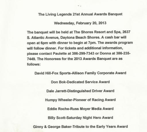 Awards Banquet Program - Gallery - Ray Lamm | racersreunion.com