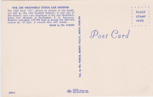 0001b #22 YOUNG FORD, THE JOE WEATHERLY STOCK CAR MUSEUM BACK - Gallery ...