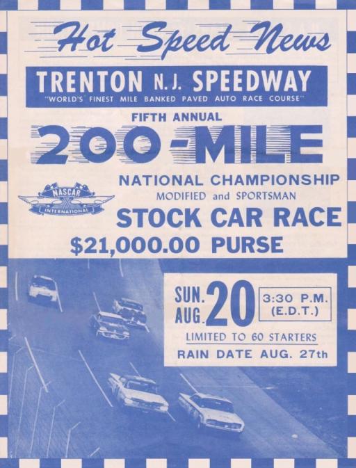 ts01 TRENTON N..J. SPEEDWAY, FIFTH ANNUAL,TRENTON 200 STOCK CAR RACE ...