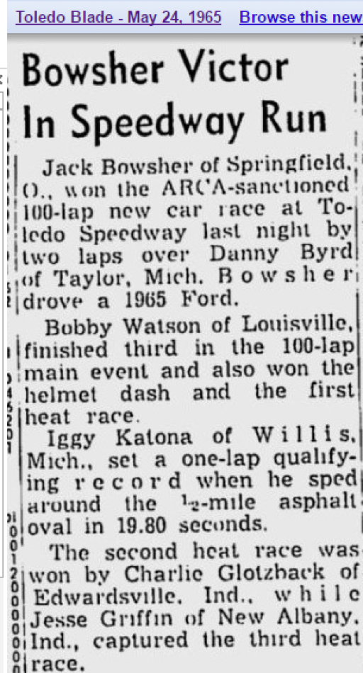 May 23, 1965 Toledo Speedway - Gallery - TMC Chase | racersreunion.com
