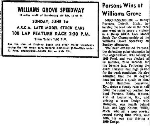 June 1, 1969 Williams Grove Speedway - Gallery - TMC Chase ...