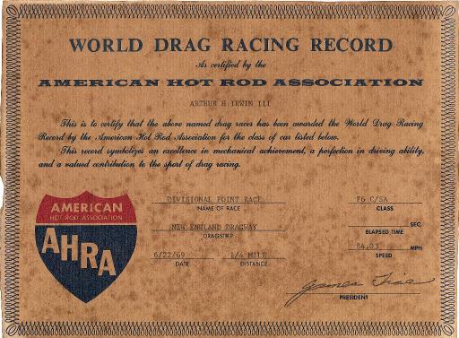AHRA Record - Gallery - Arthur H Irwin IV | racersreunion.com