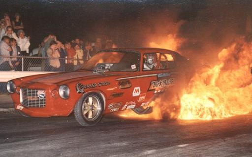 DICK HARRELL ON FIRE IN HIS CAMARO - Gallery - J Byrd | racersreunion.com
